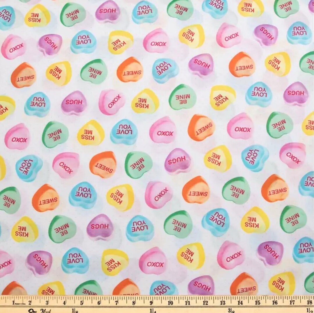 Conversation Hearts Cotton Fabric - Etsy