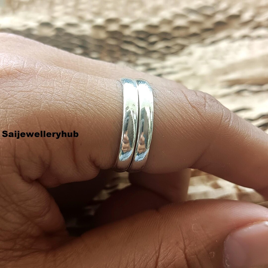 Sterling Silver Dual Band Ring: Handmade Boho Minimalist Jewelry - Etsy