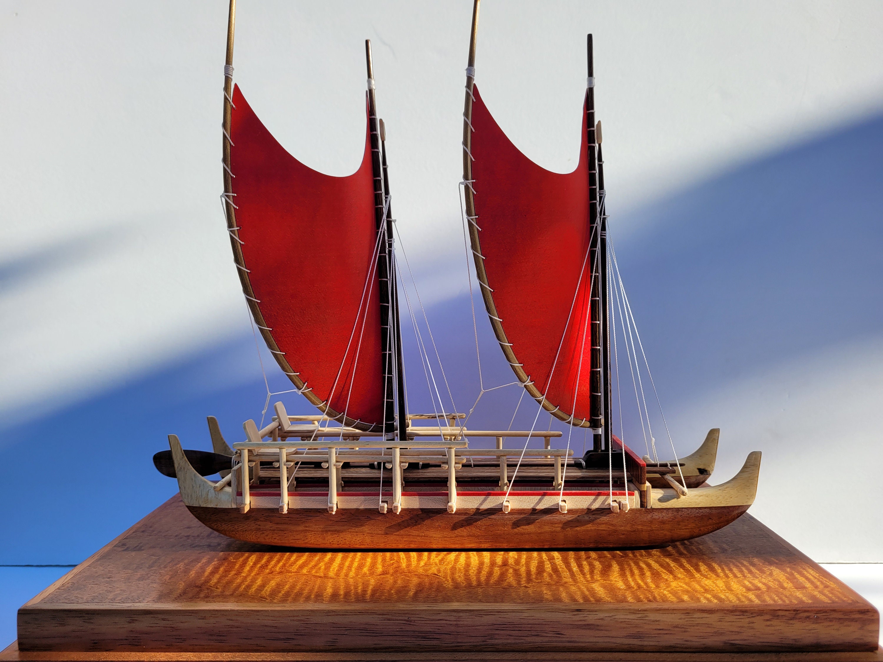 HOKULE'A VOYAGING CANOE, a true scale model — HAWAIIAN CANOES