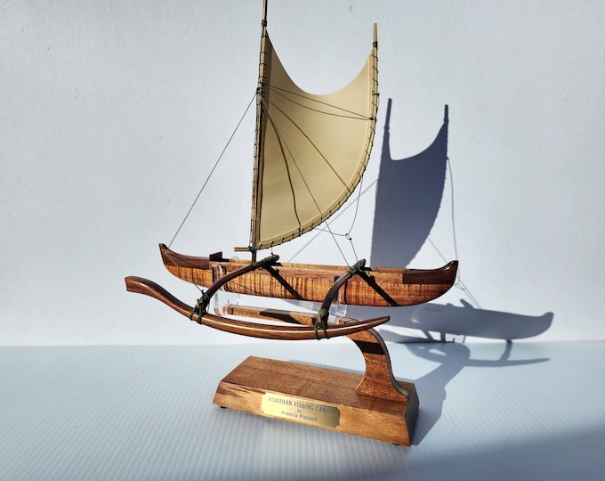 Handmade Outrigger Canoe Made in Hawaii Model | Vintage Koa Wood ...