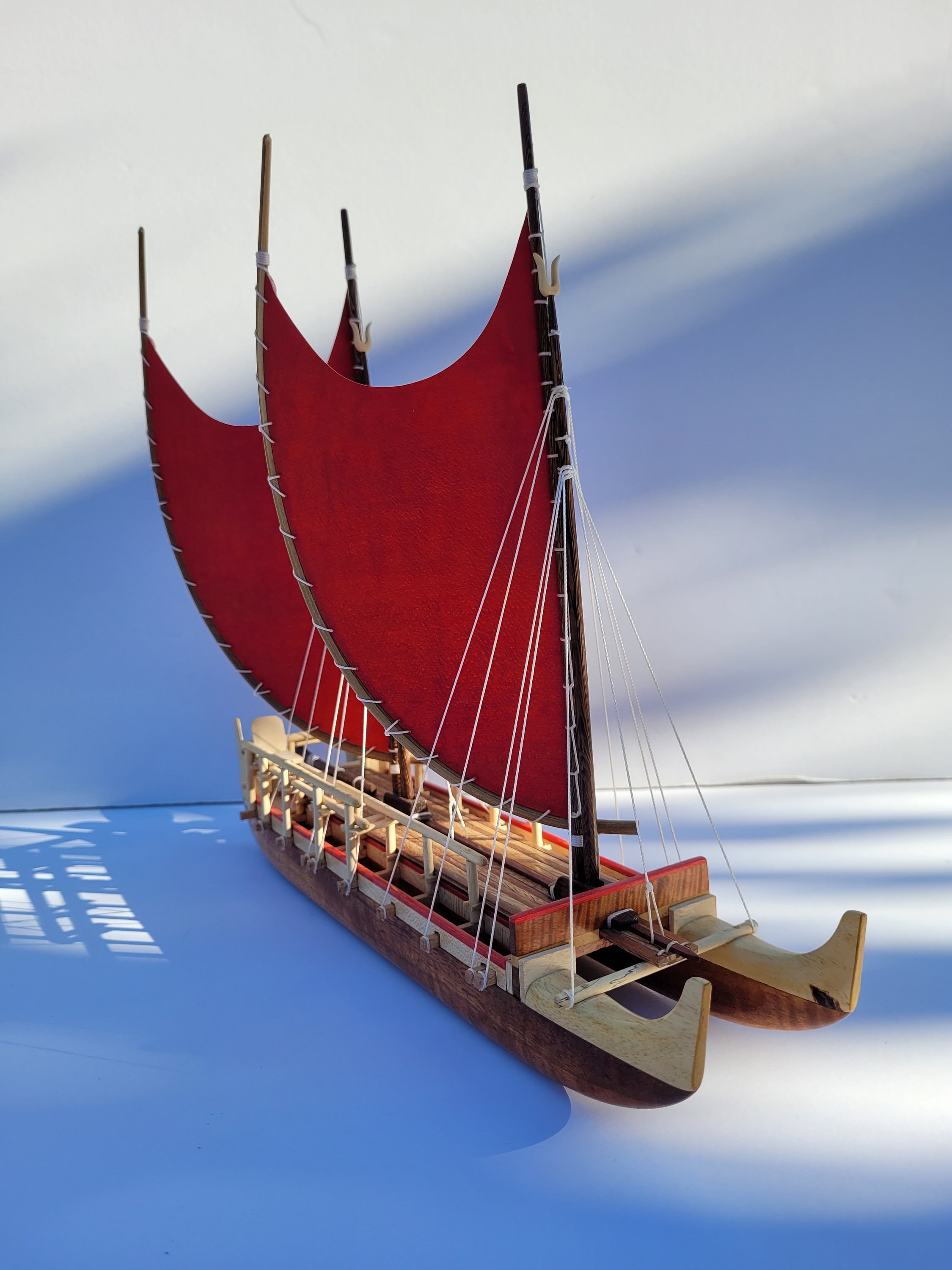 HOKULE'A VOYAGING CANOE, a true scale model — HAWAIIAN CANOES