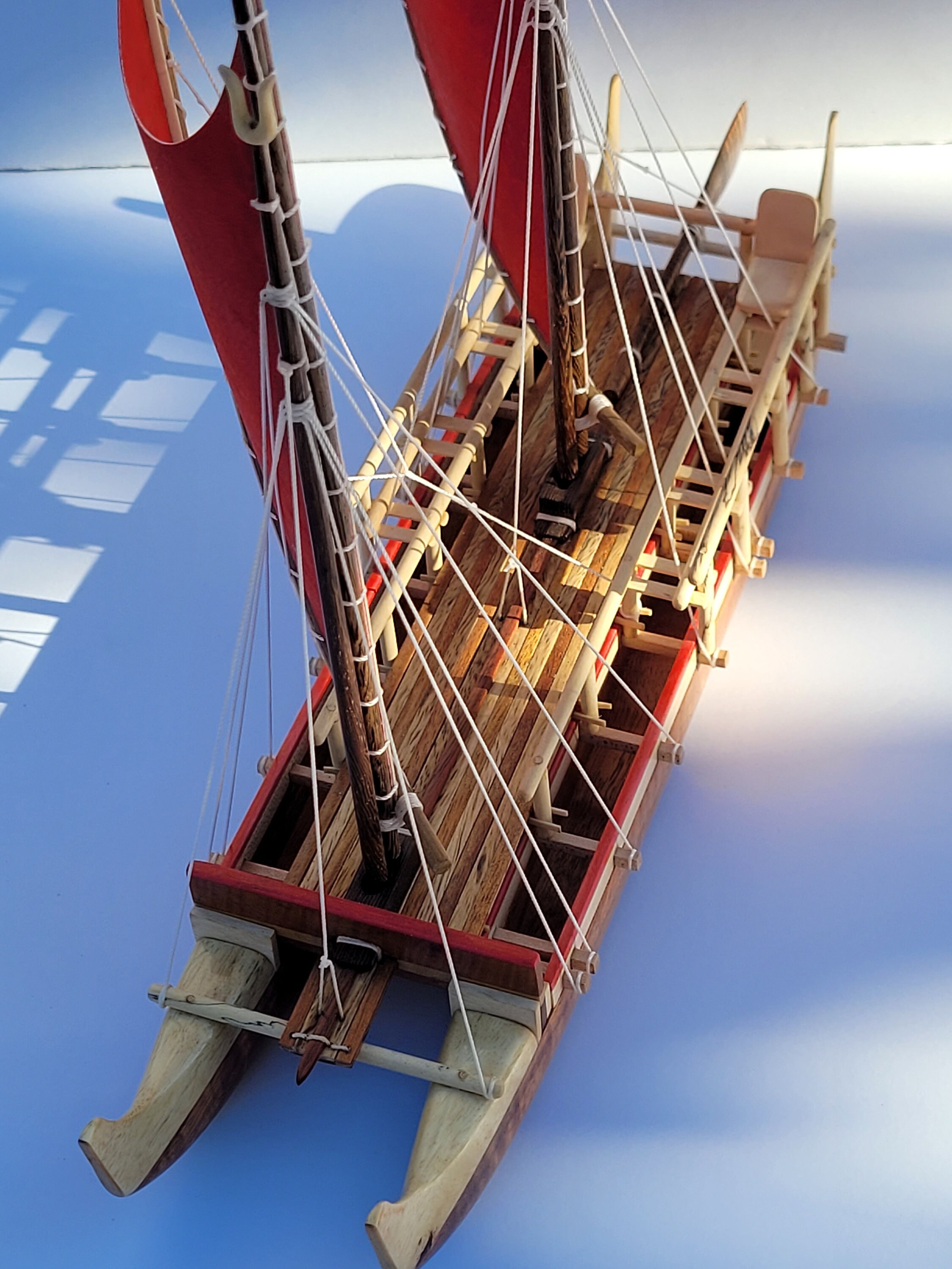 HOKULE'A VOYAGING CANOE, a true scale model — HAWAIIAN CANOES