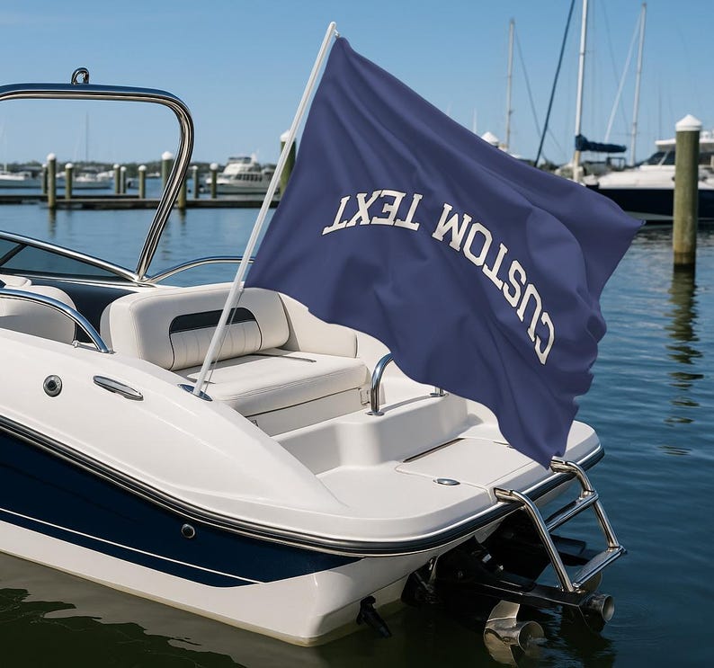 Custom Upside Down Text Boat Flag Double Sided Personalized Nautical ...