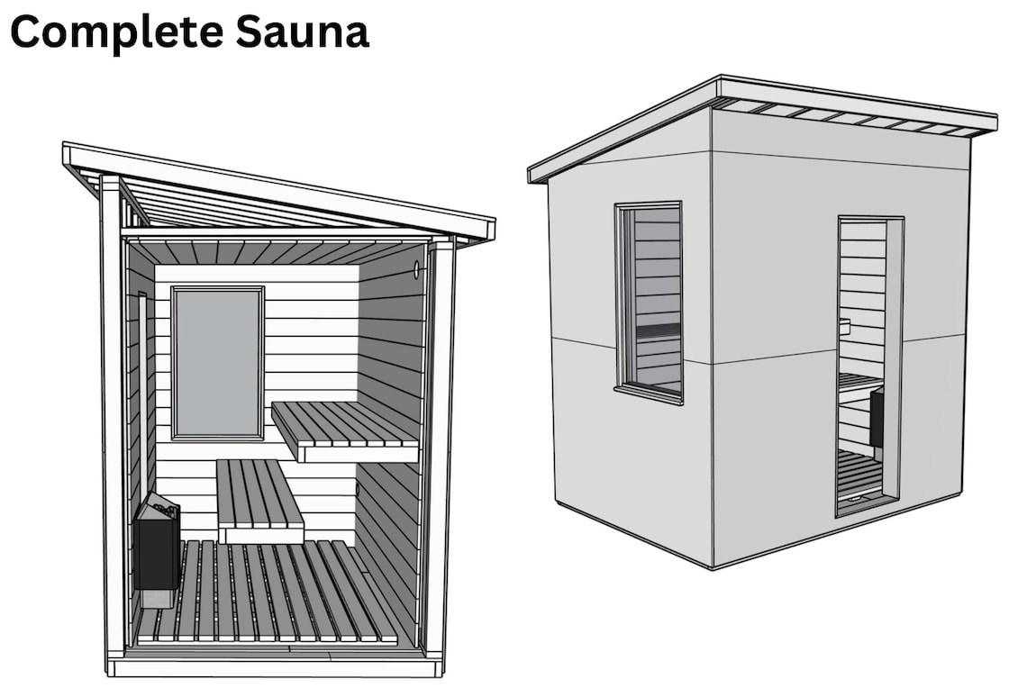 DIY Sauna Building Plans & Blueprints - 6'x8' - Full Framing Plans and ...