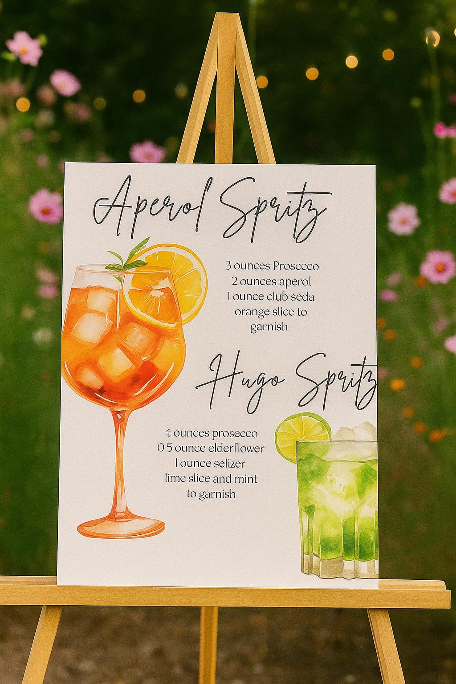 Aperol Spritz Bar Party Sign Menu Digital 2025 | Aperol Spritz Hugo ...
