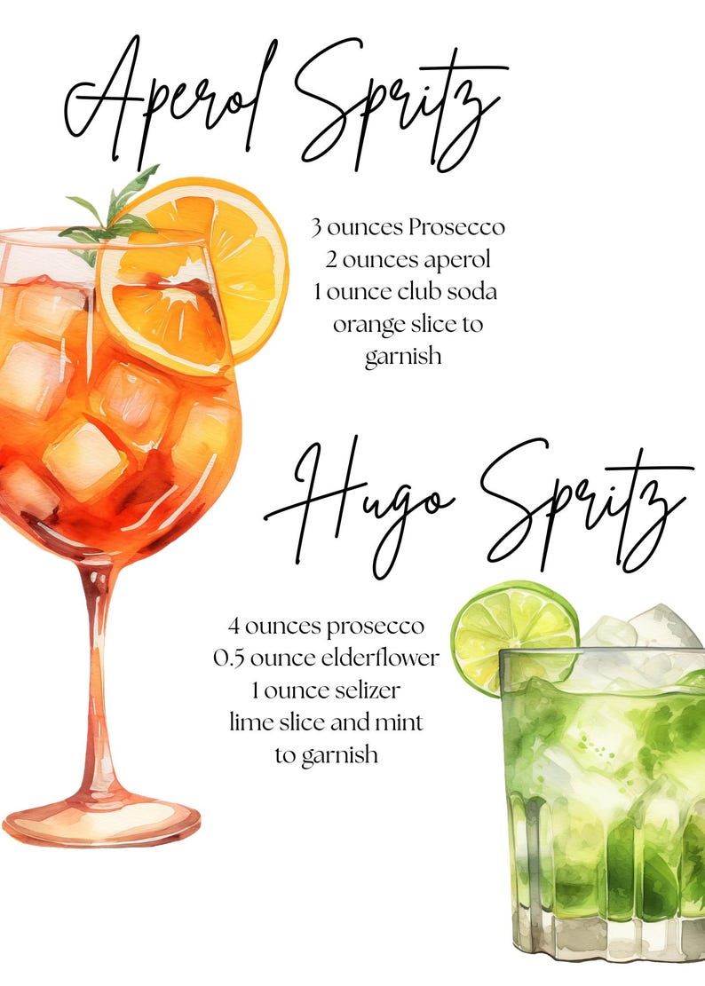 Aperol Spritz Bar Party Sign Menu Digital 2025 | Aperol Spritz Hugo ...