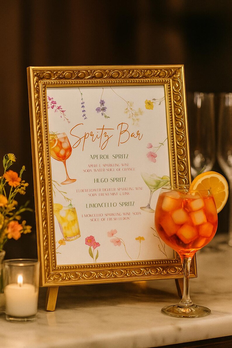 Aperol Spritz Bar Sign: Wedding Cocktail Menu, Editable Template - Etsy