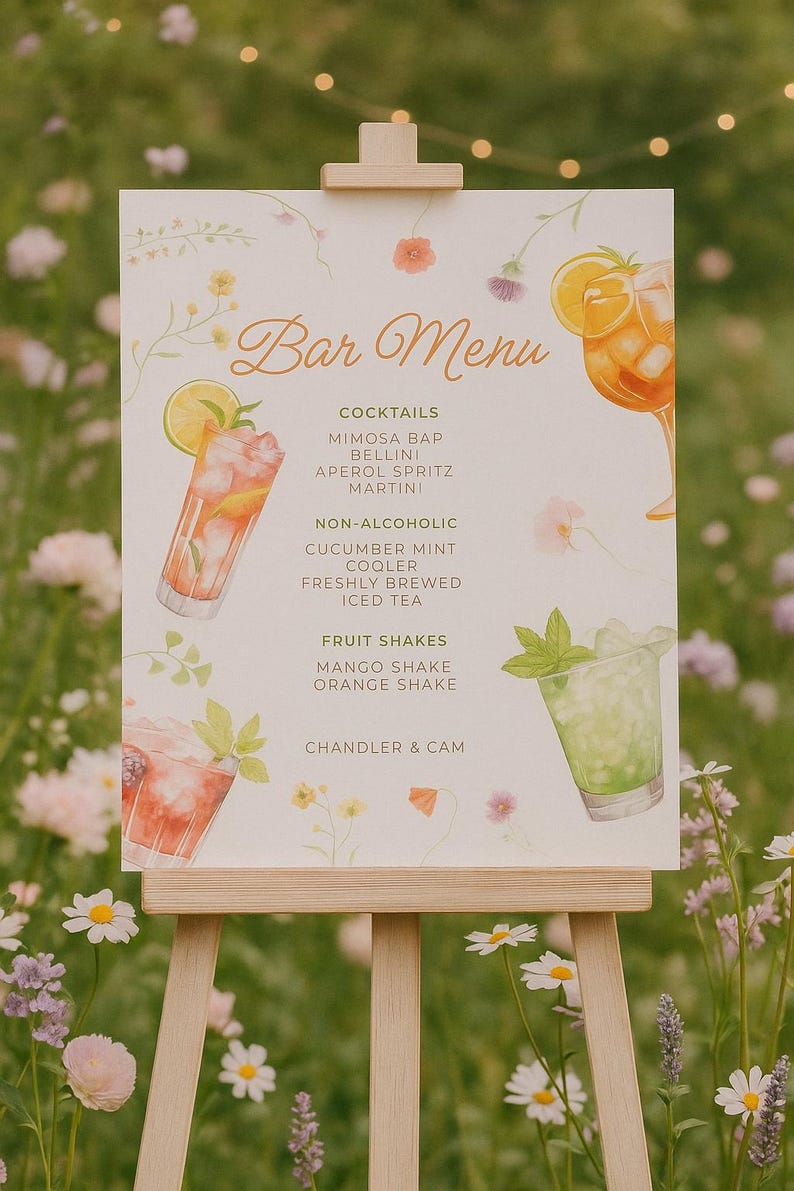 Colorful Aperol Drinks Menu Template 2025 | Printable Drinks Sign ...