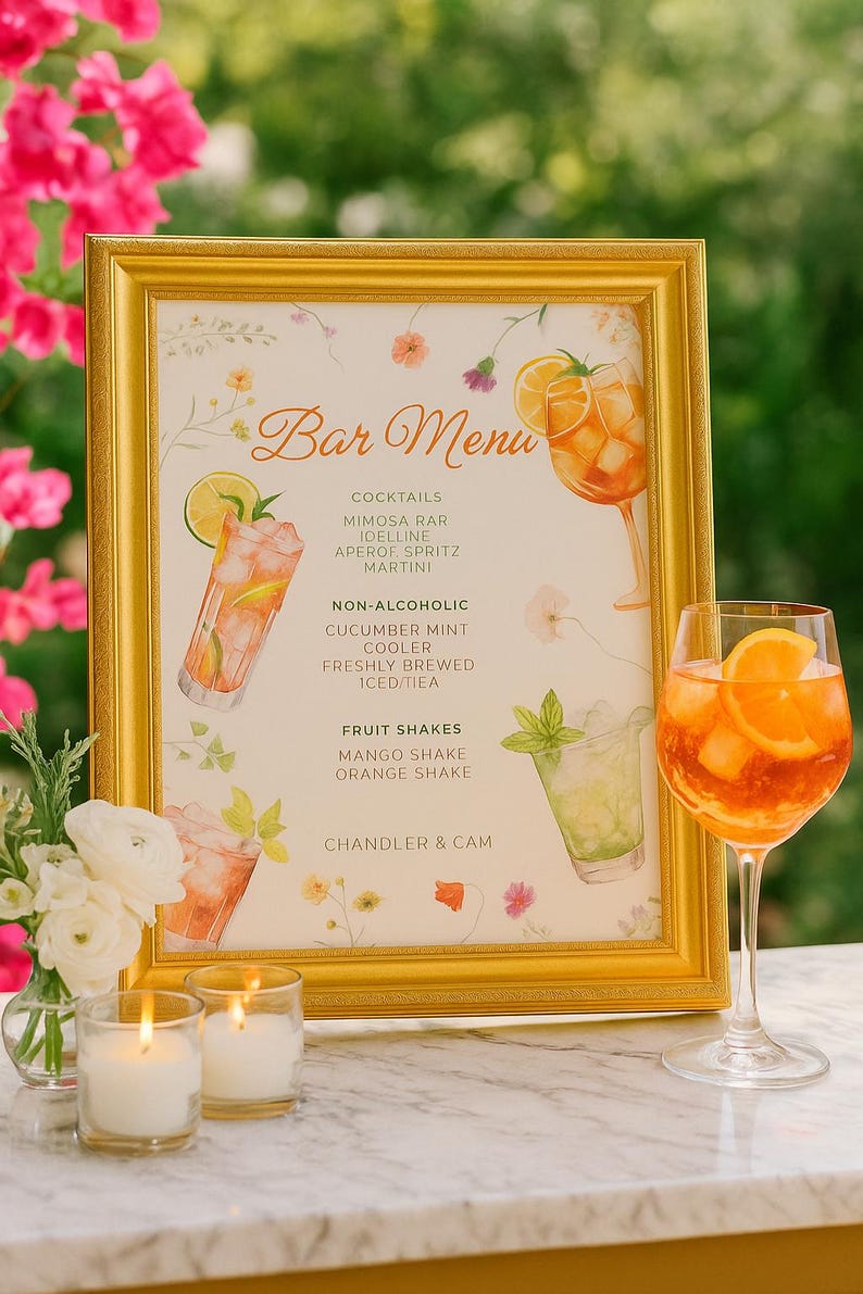 Colorful Aperol Drinks Menu Template 2025 | Printable Drinks Sign ...