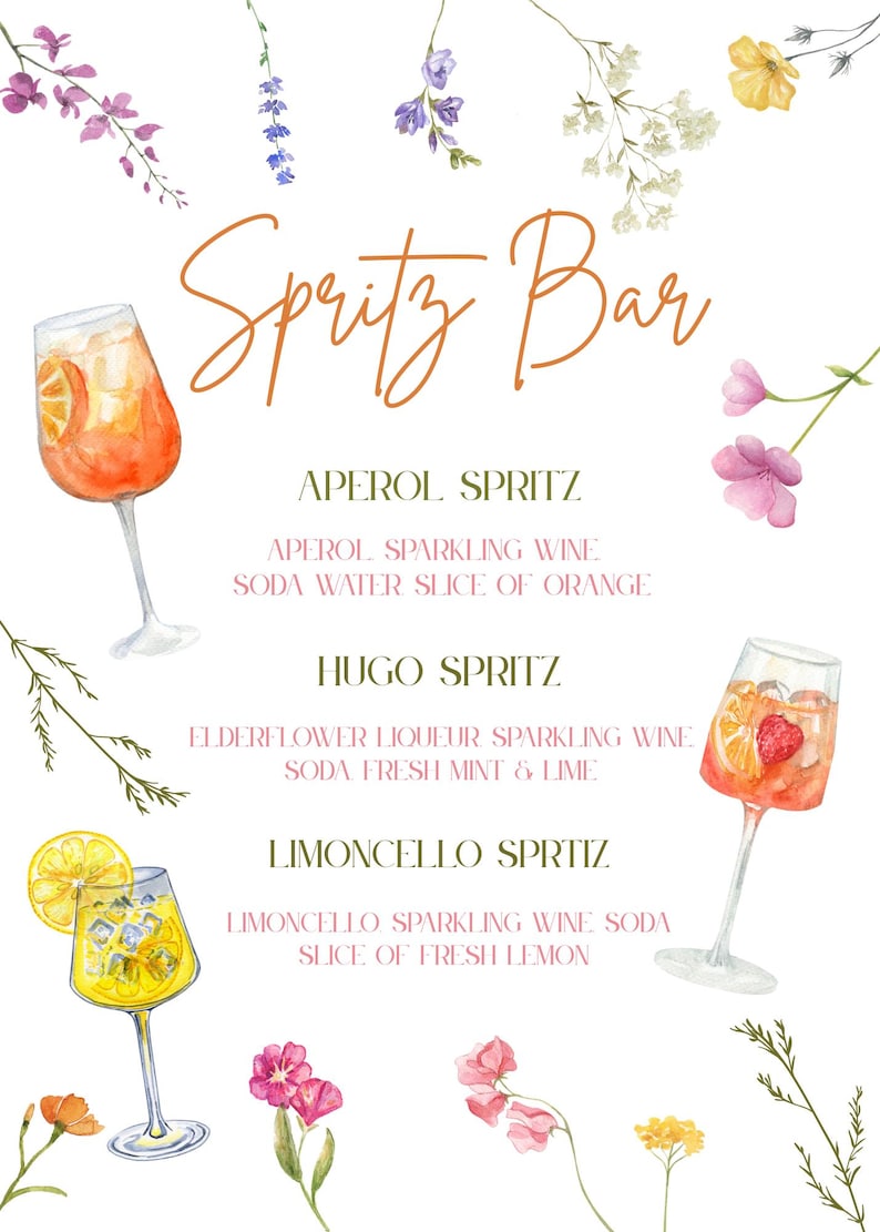 Aperol Spritz Bar Sign | Wedding Bar Sign 2025 | Cocktail Menu ...