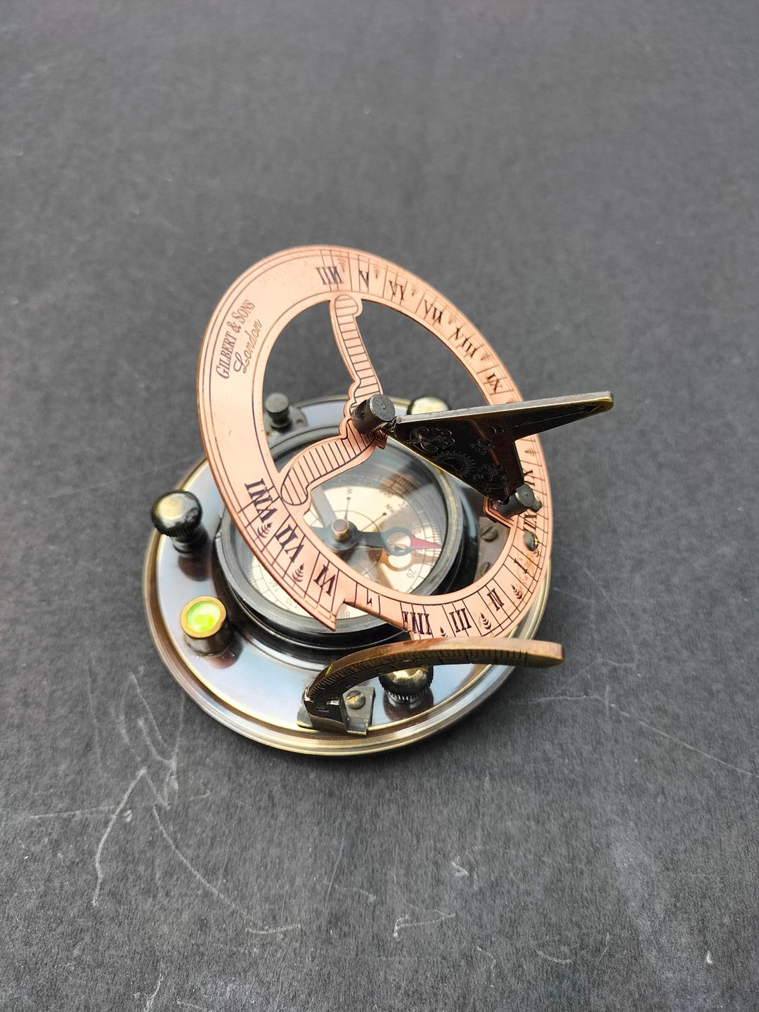 Antique Brass Sundial Compass: Gilbert & Sons London Replica, Steampunk ...