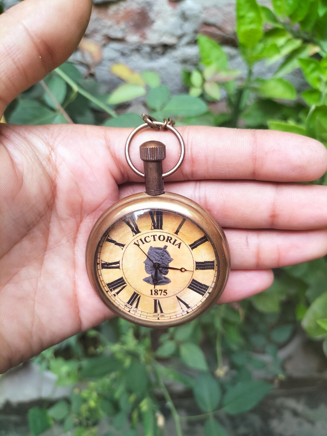 Antique Brass Victorian Pocket Watch, Steampunk 1875 Clock With Chain ...