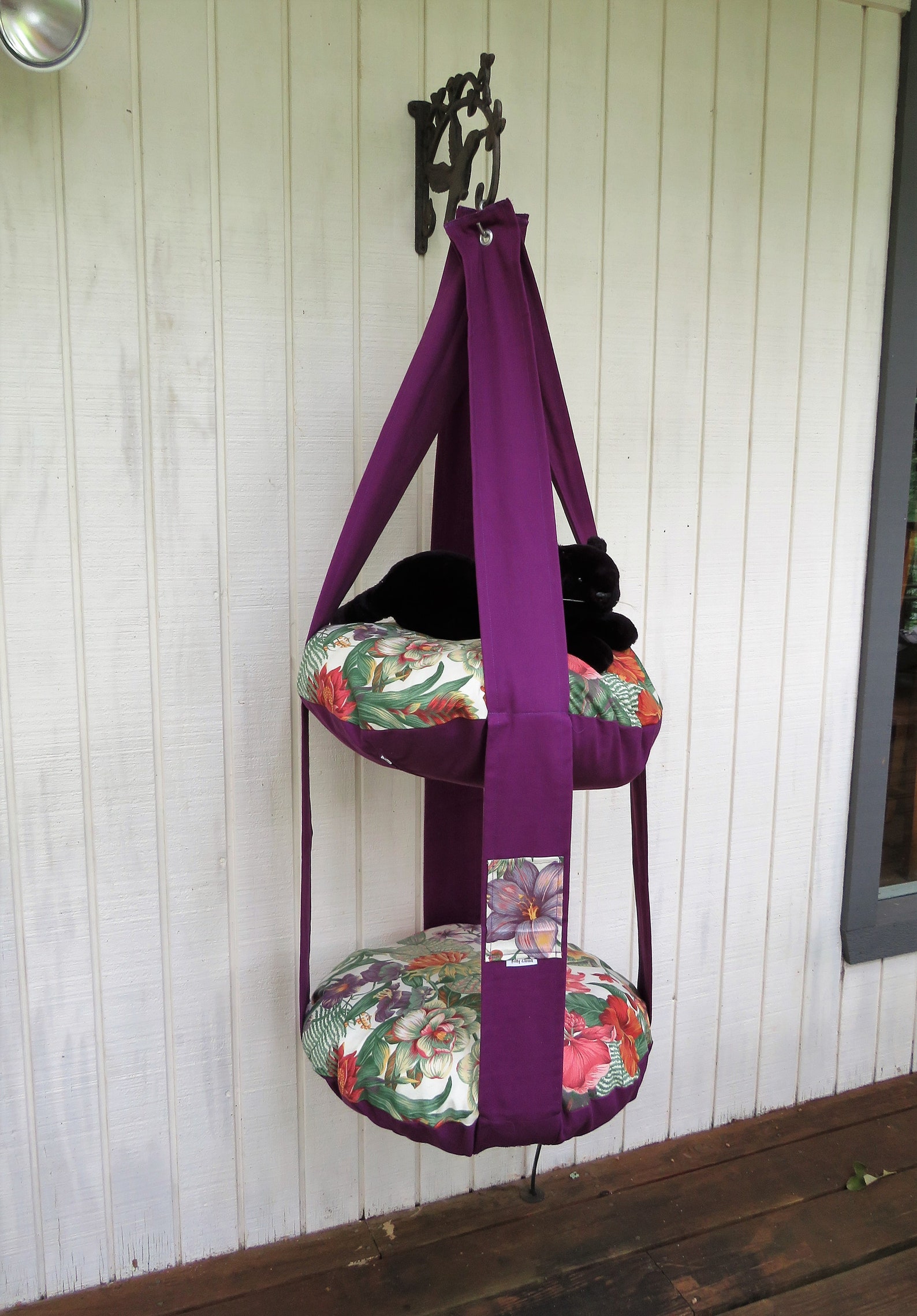 Cat Bed Orchid Purple & Colorful Floral Print Kitty Cloud - Etsy