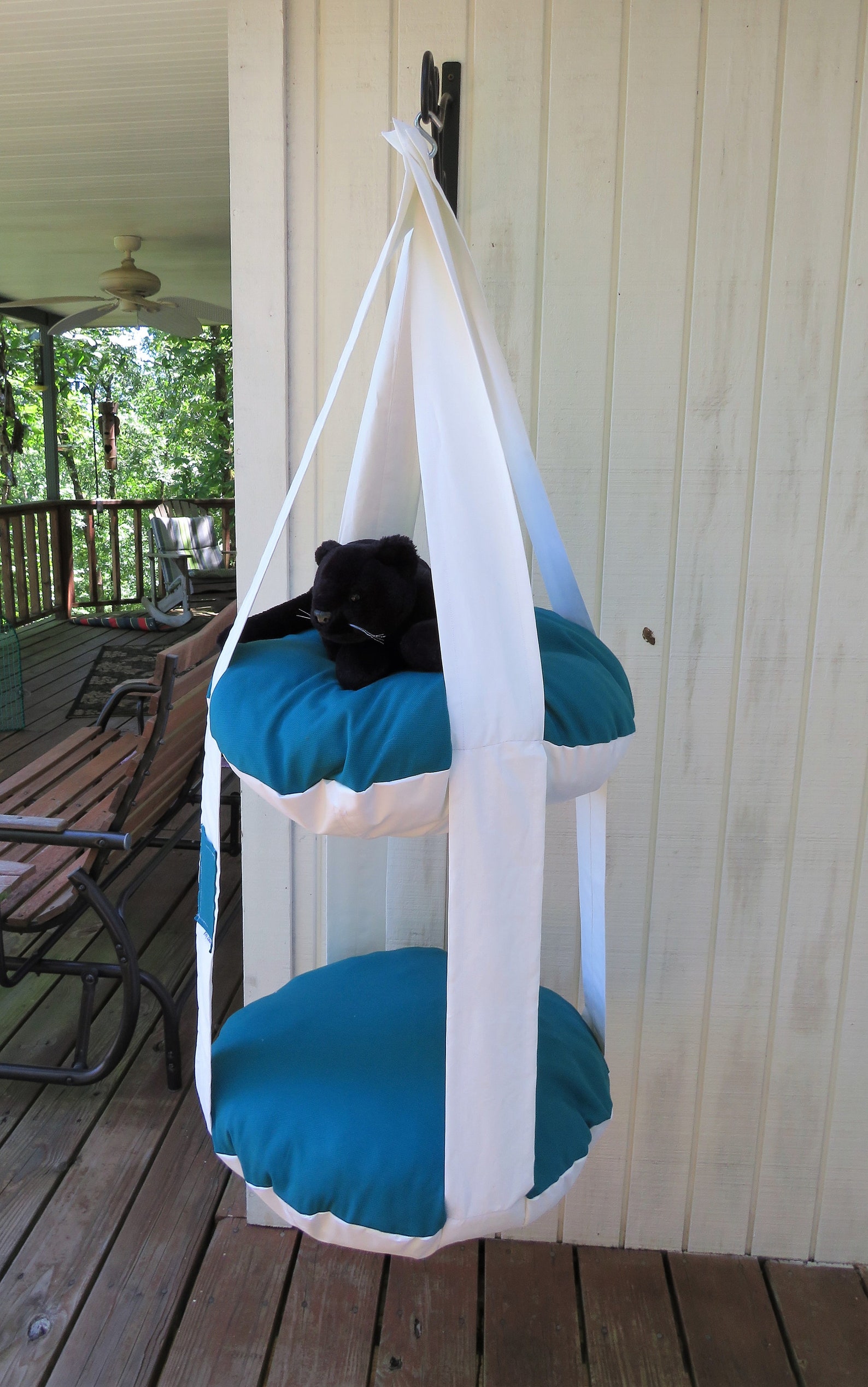 Outdoor Cat Bed White & Teal Double Kitty Cloud Cat Bed | Etsy