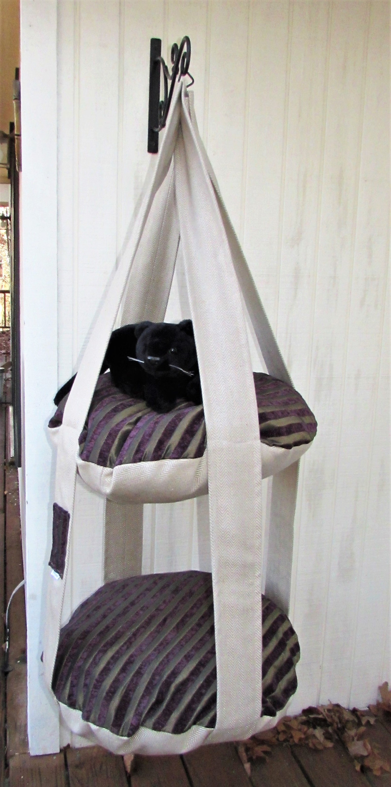 Cat Bed Purple & Olive Green Stripe Double Hanging Cat Bed | Etsy