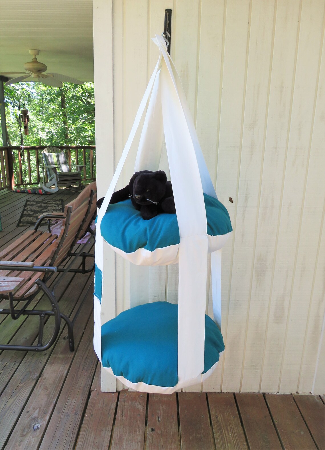 Outdoor Cat Bed White & Teal Double Kitty Cloud Cat Bed | Etsy