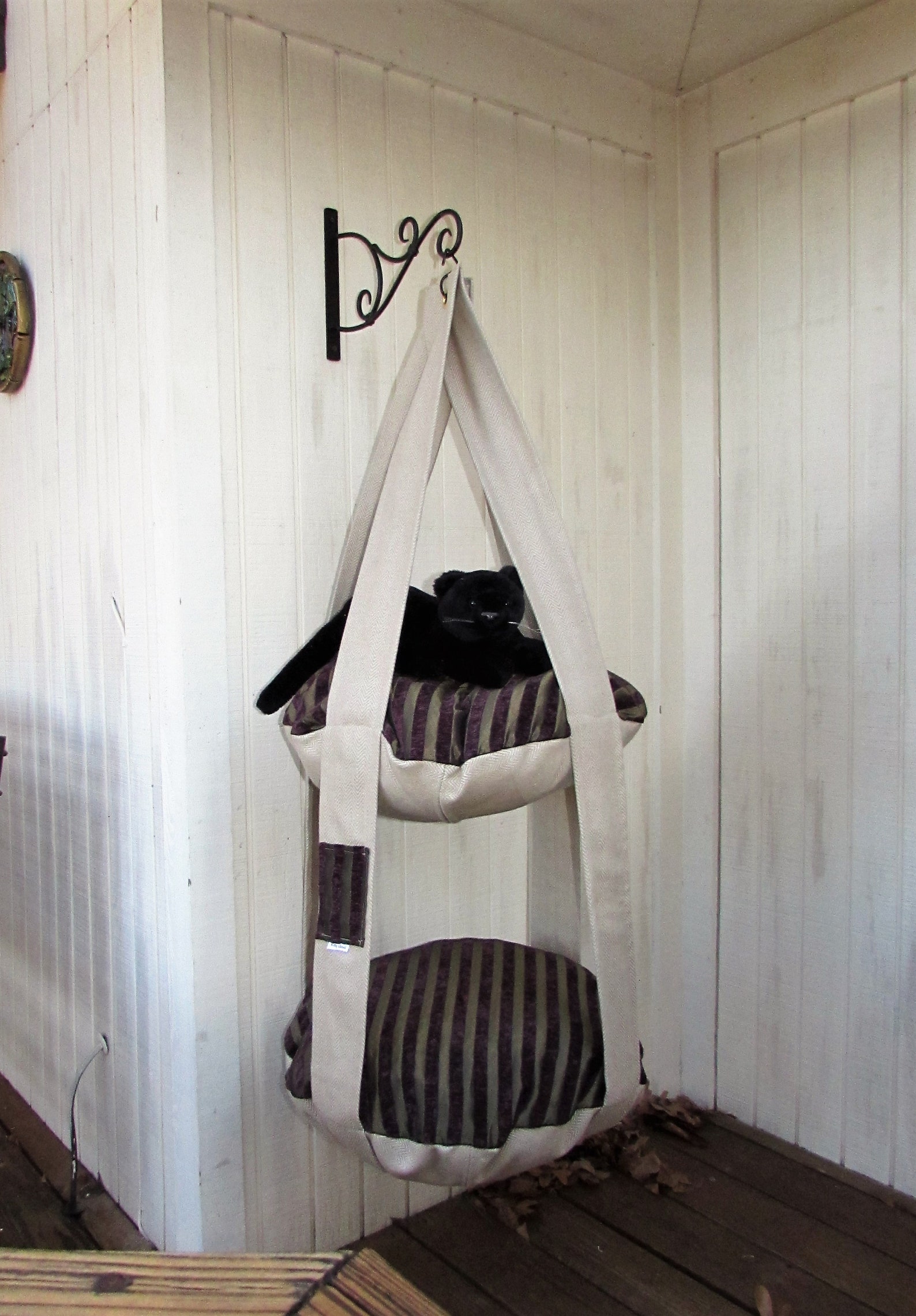 Cat Bed Purple & Olive Green Stripe Double Hanging Cat Bed - Etsy