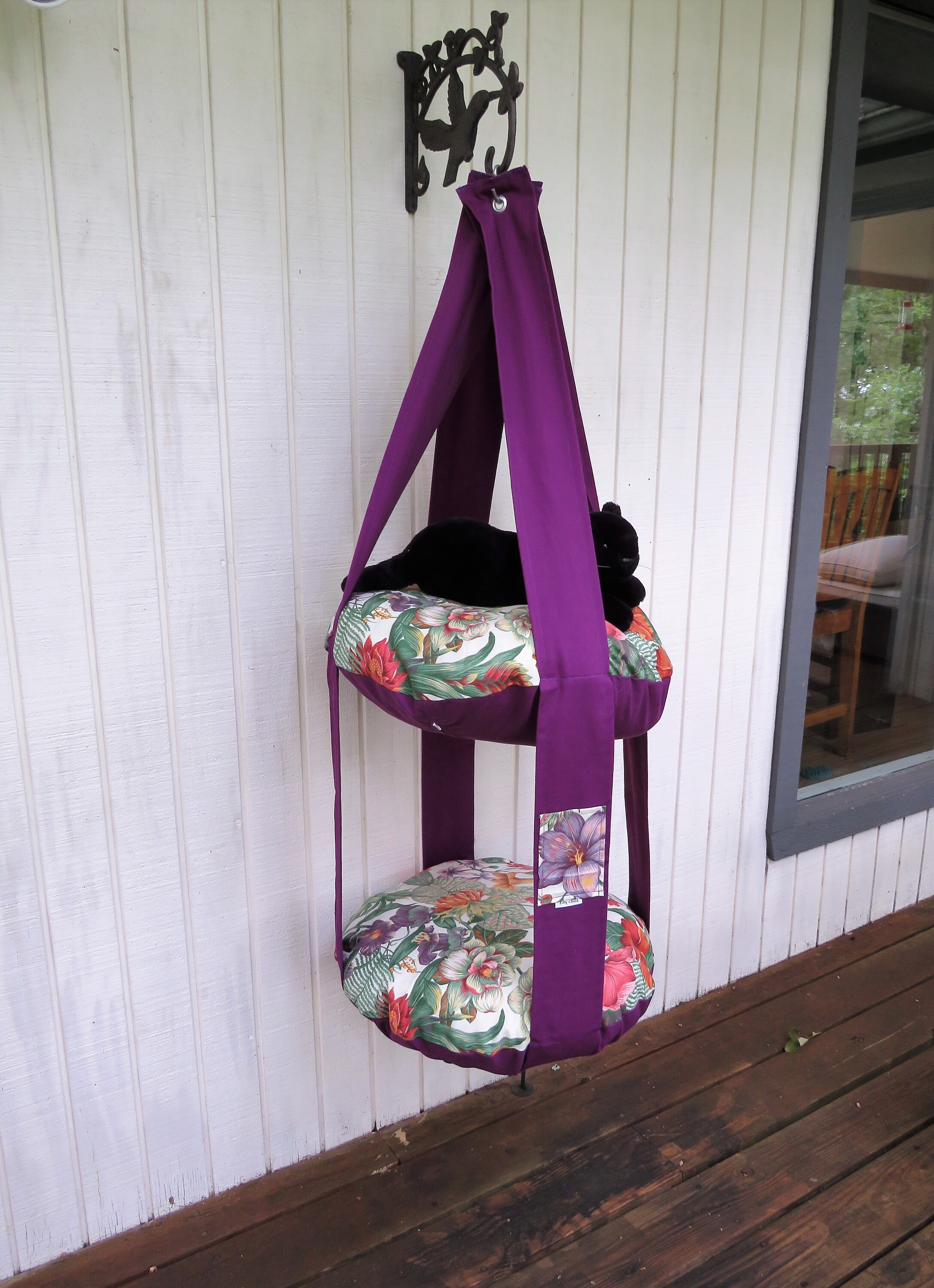 Cat Bed Orchid Purple & Colorful Floral Print Double Kitty - Etsy