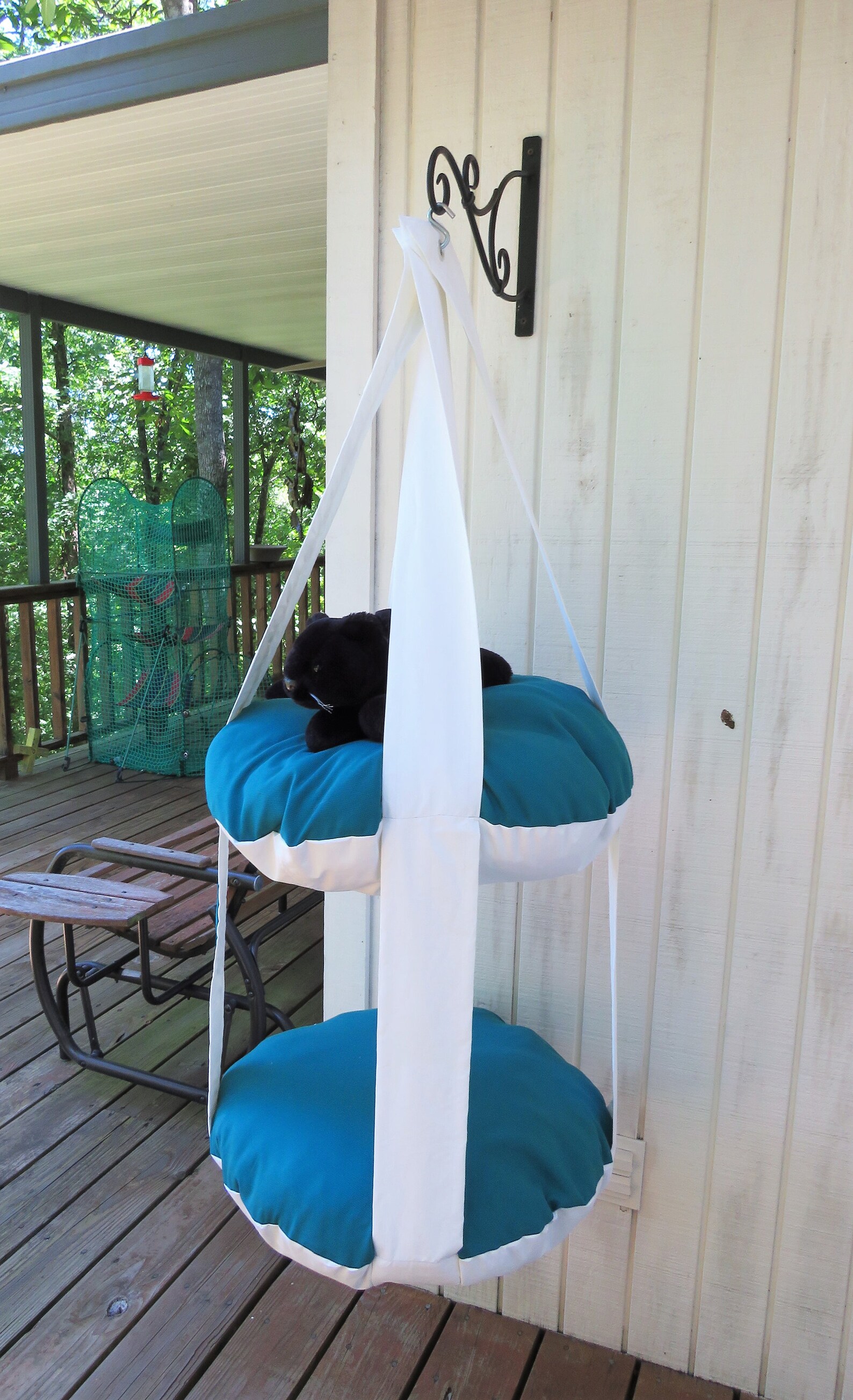 Outdoor Cat Bed White & Teal Double Kitty Cloud Cat Bed - Etsy