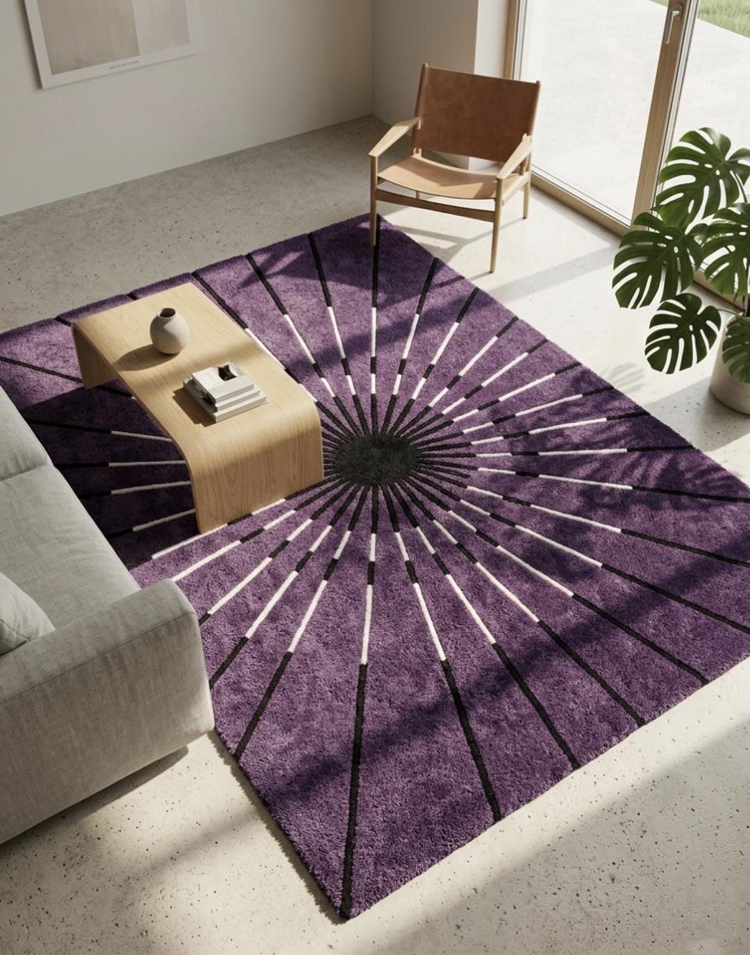 Luxury Purple Geometric Rug, Hand Tufted Wool Modern Carpet - Etsy