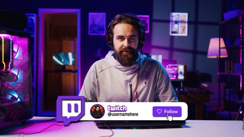 Custom 3D Animated Twitch Follow Button Overlay | Streamer Social Media ...