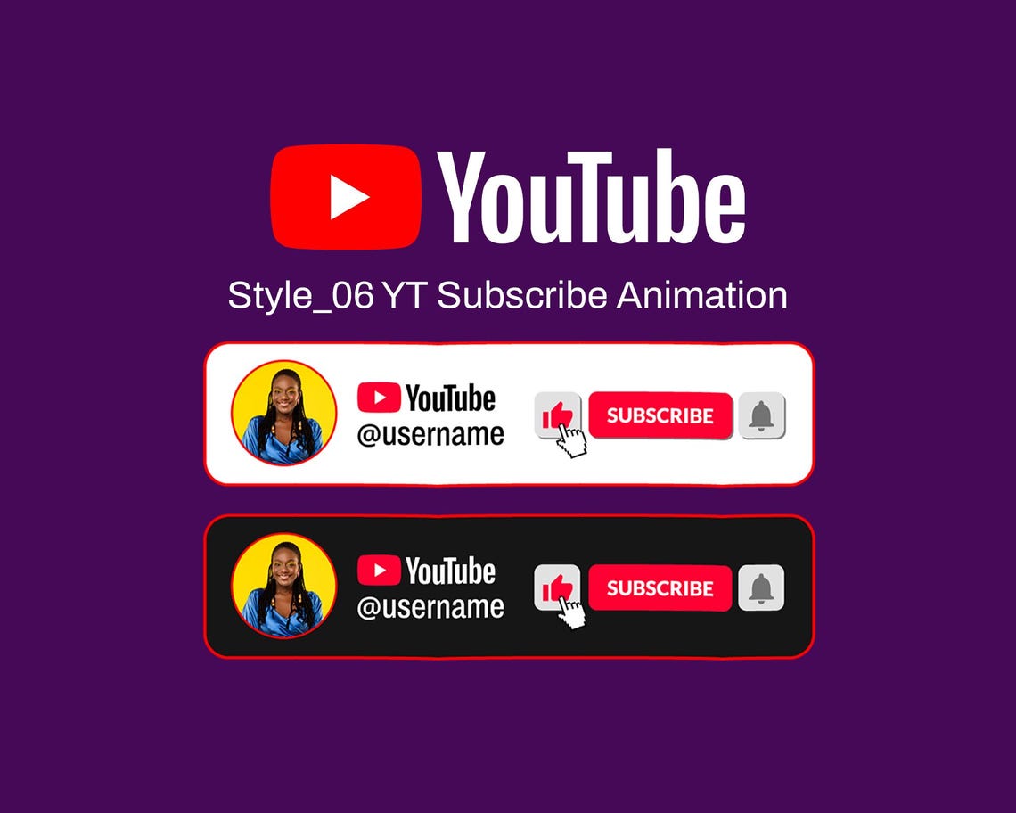 Personalized Animated Youtube Subscribe Overlay | Black & White Theme ...