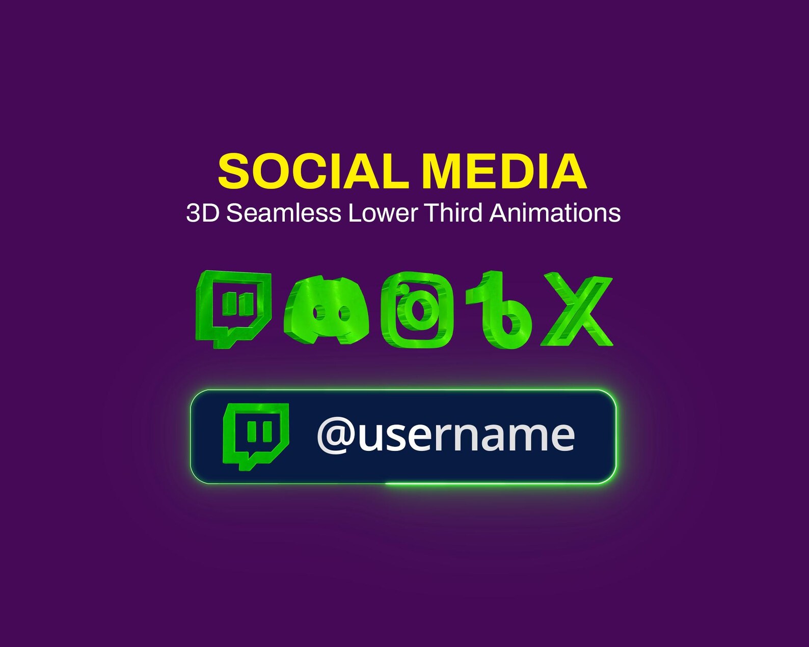 3D Neon Animated Social Media Lower Thirds | Seamless Stream Overlay - Etsy