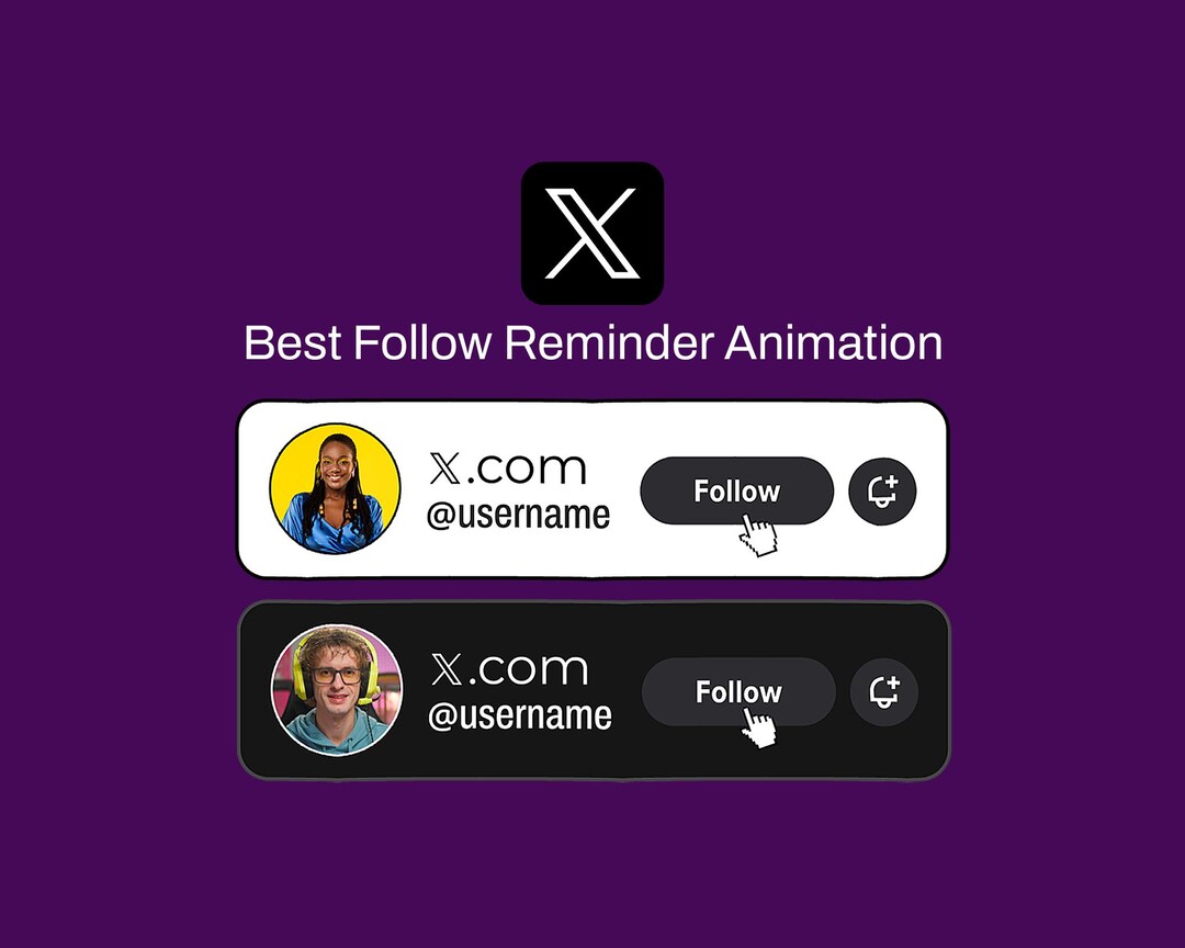 Personalized Animated X Follow Button | Social Media Lower Third ...