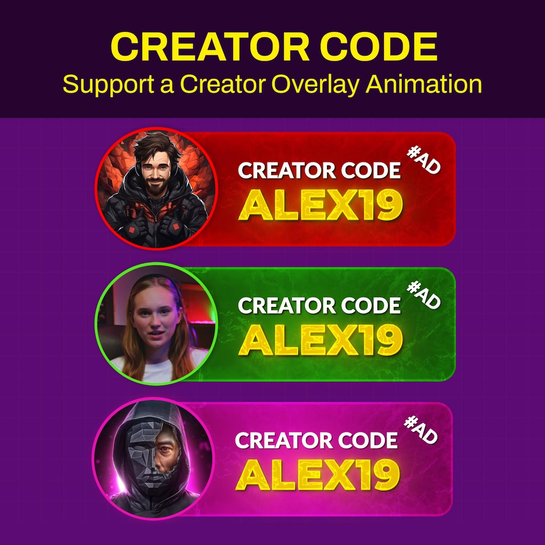 Animated Creator Code Overlay | Custom Energetic Stream Overlay ...