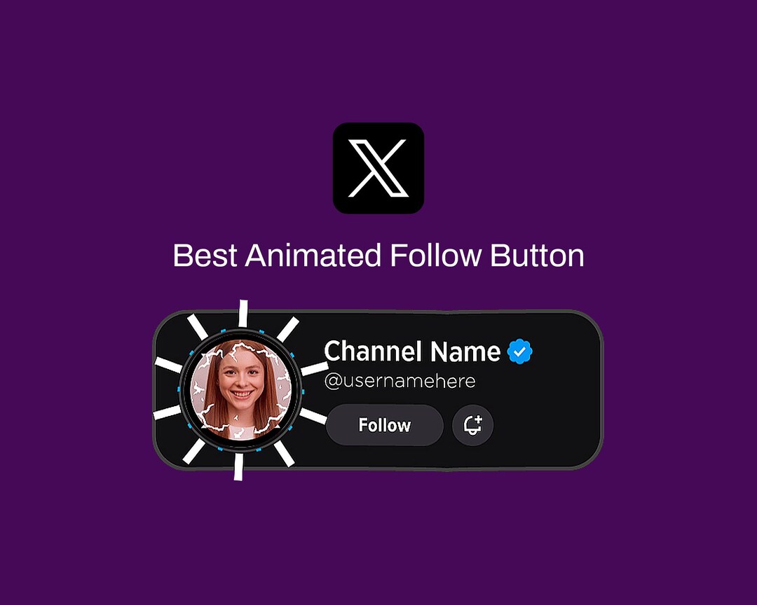 Personalized Animated X Follow Button Overlay | Social Media Lower ...