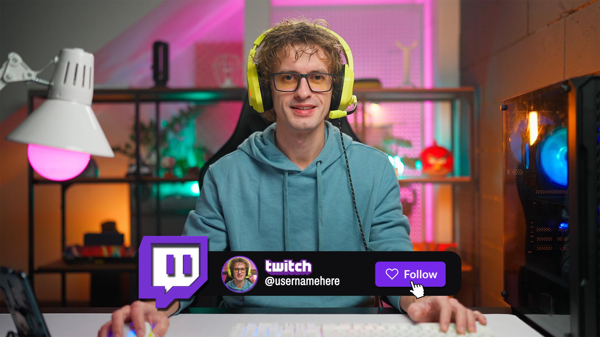 Custom 3D Animated Twitch Follow Button Overlay | Streamer Social Media ...