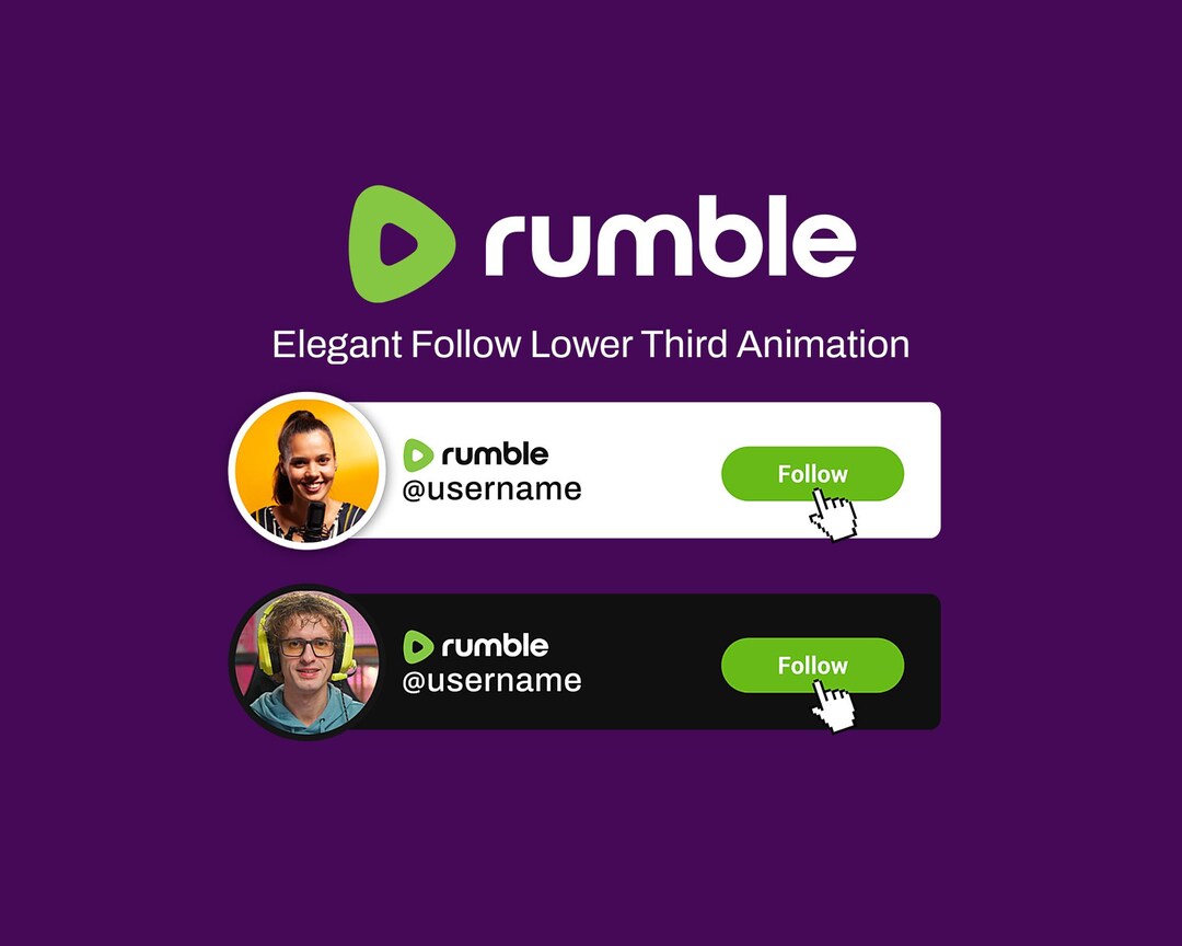 Custom Animated Rumble Follow Button: Social Media Lower Third Overlay ...