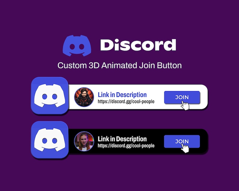 Custom 3D Animated Discord Follow Button | Stream Overlay - Etsy