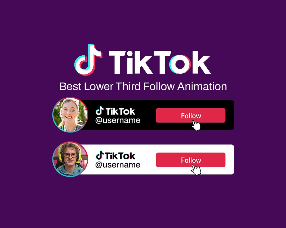 Custom Animated Tiktok Follow Button: Stream Overlay, Lower Third - Etsy UK