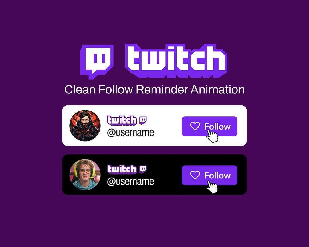 Custom Twitch Follow Button Animation | Stream Overlay Lower Third - Etsy