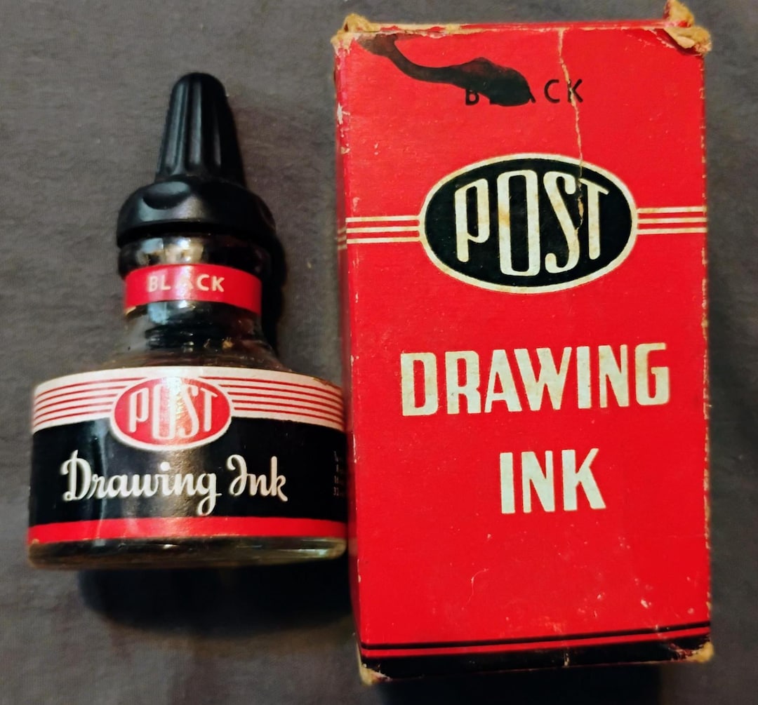 Vintage 1950s-1960s Post Drawing Ink Empty Bottle With Box - Etsy