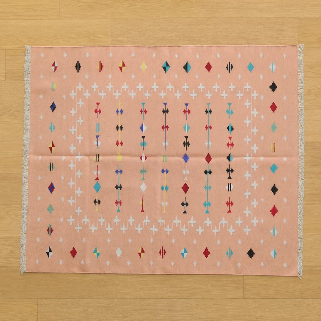 Square Size Solid Light Orange Shooting Star Cotton Handmade Rug ...