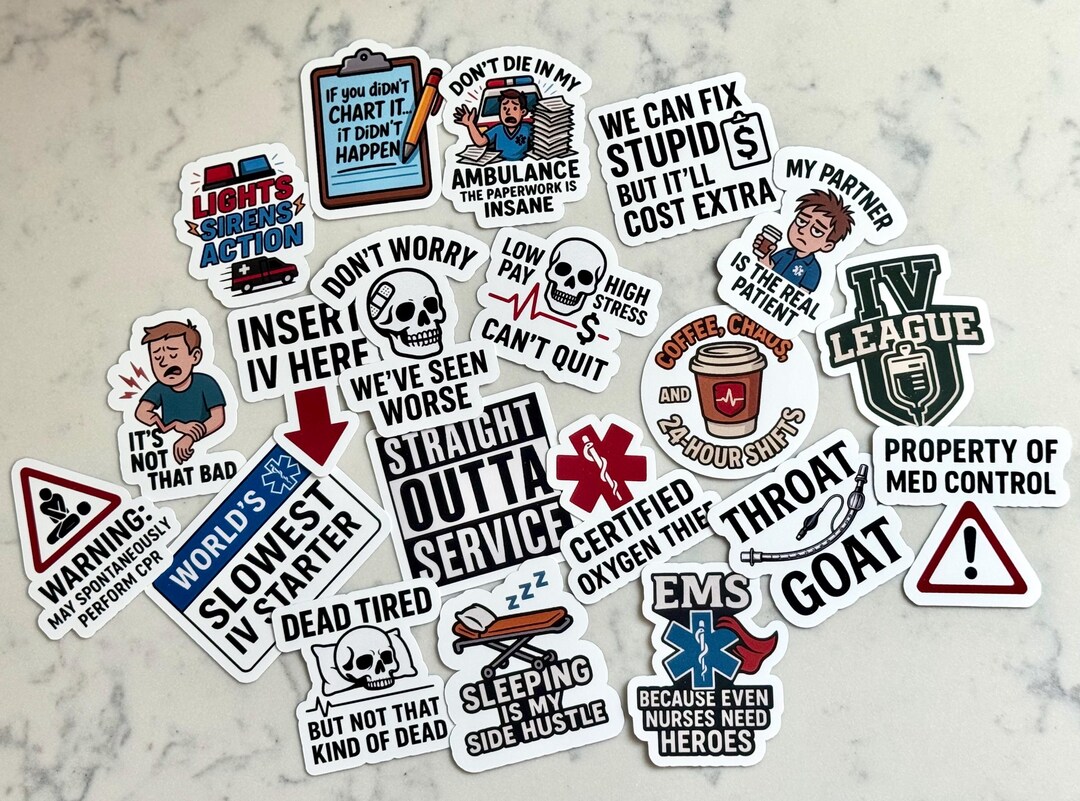 EMS Vinyl Sticker Pack #2 – Paramedic Humor, EMT Gift, First Responder ...