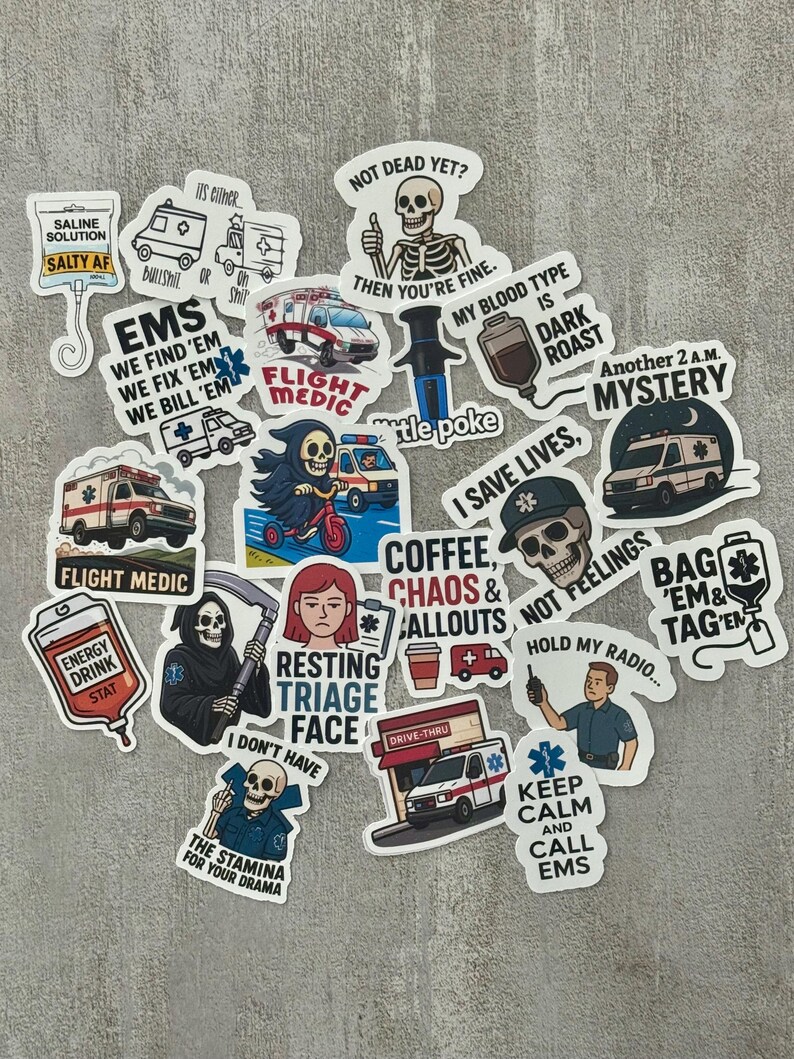 EMS Vinyl Sticker Pack – Paramedic Humor, EMT Gift, First Responder ...
