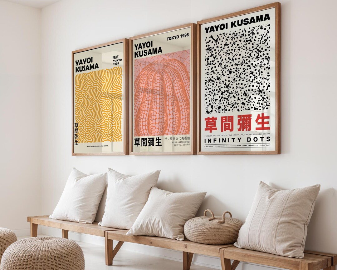 Set of 3 Yayoi Kusama Prints, Infinity Dots Pumpkin Art, Wall Bundle ...