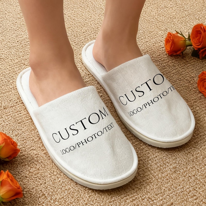 Custom Logo Spa Slippers - Etsy UK