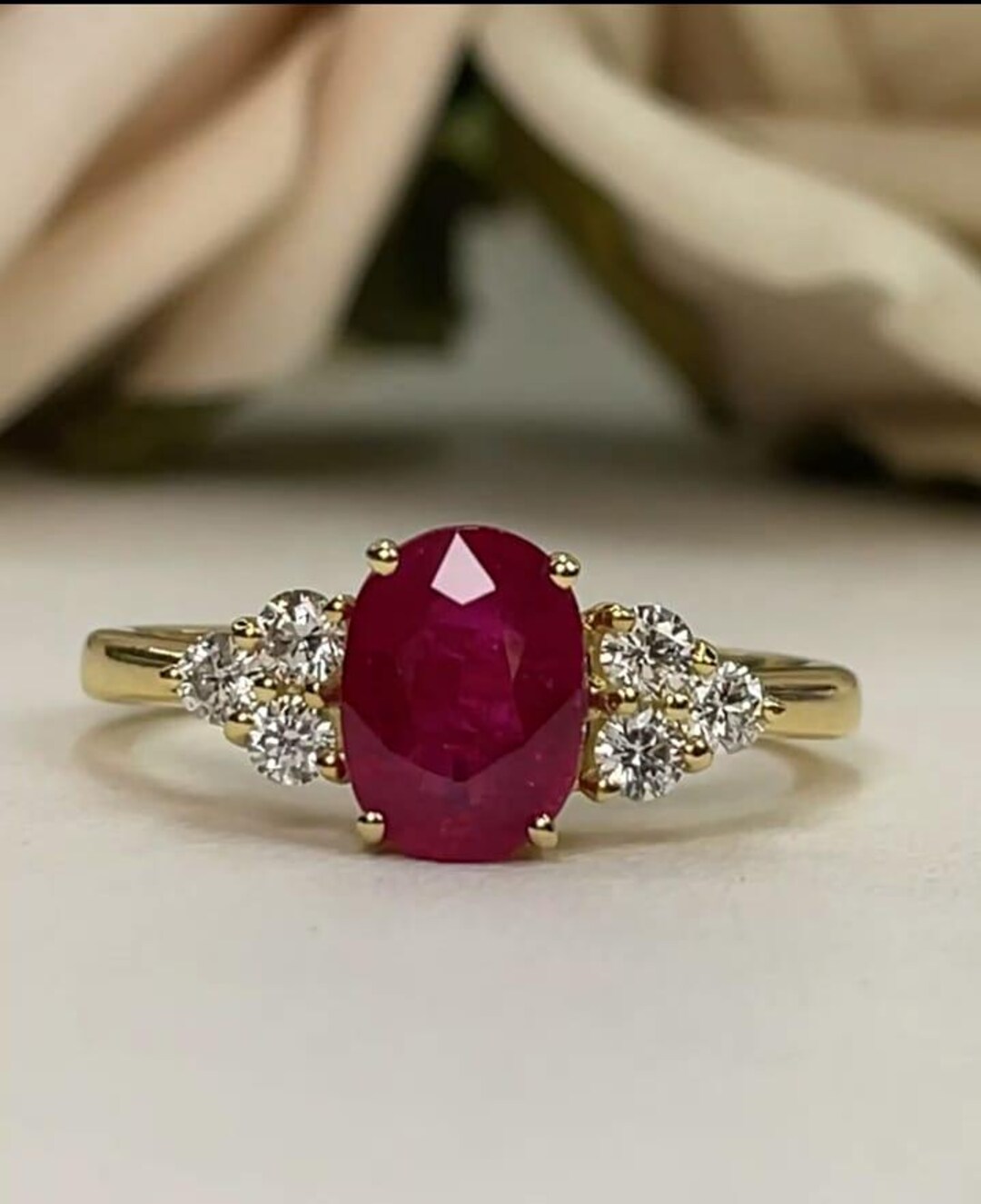 14K Gold Natural Ruby Ring / Genuine Ruby Ring Available in Gold, Rose ...