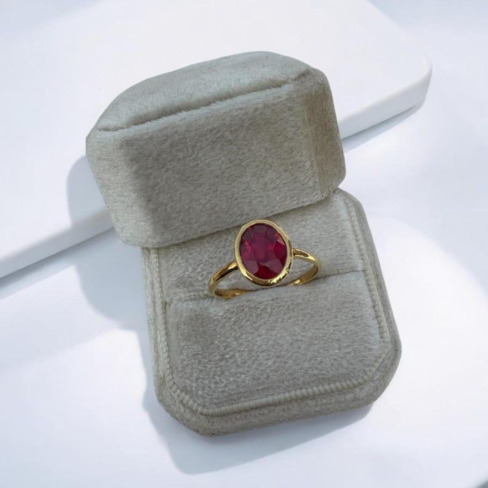 14K Gold Natural Ruby Ring, Genuine Ruby Ring Available in Gold, Rose ...
