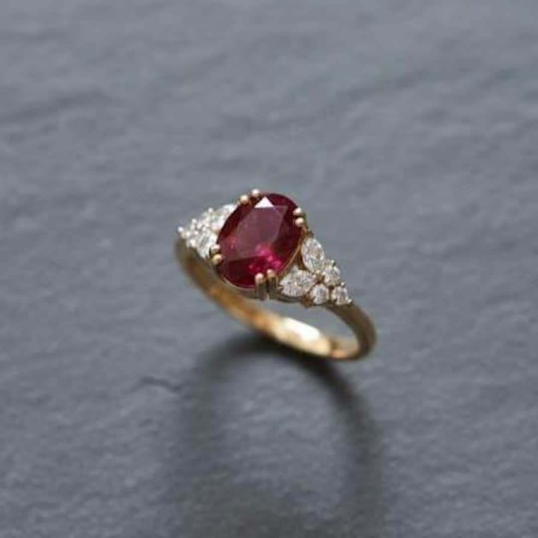 14K Gold Natural Ruby Ring / Genuine Ruby Ring Available in Gold, Rose ...