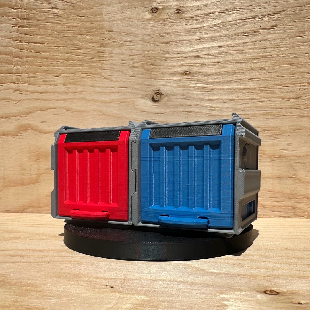 2 Units 1 X 1 Bundle / Mini Modular Cargo Containers + Wall Rail – 3D ...
