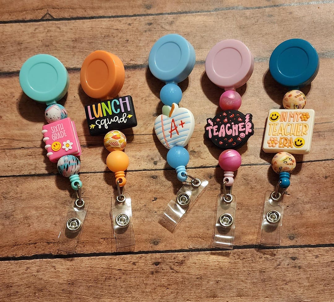 School Themed Badge Reels | Teacher Badge Reels | Lunch Lady Badge Reel ...