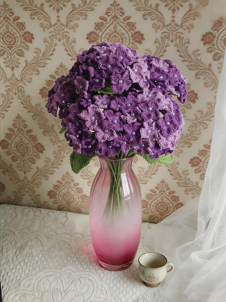 Hydrangea Flower Bouquet: Crochet Handmade Knitted Floral Everlasting ...