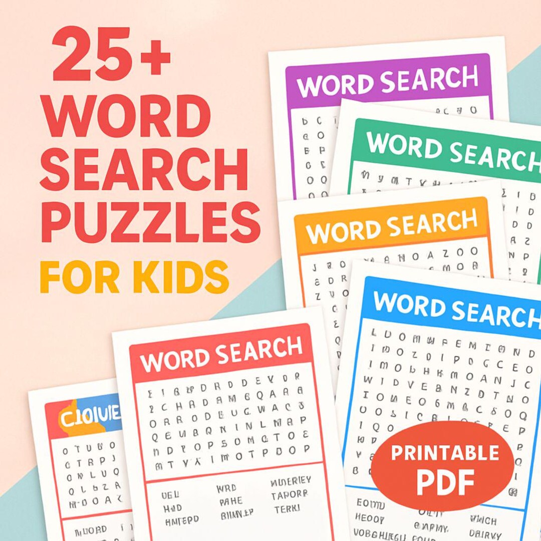 Mega Word Search Puzzle Pack for Kids – 25+ Themed Printable Worksheets ...