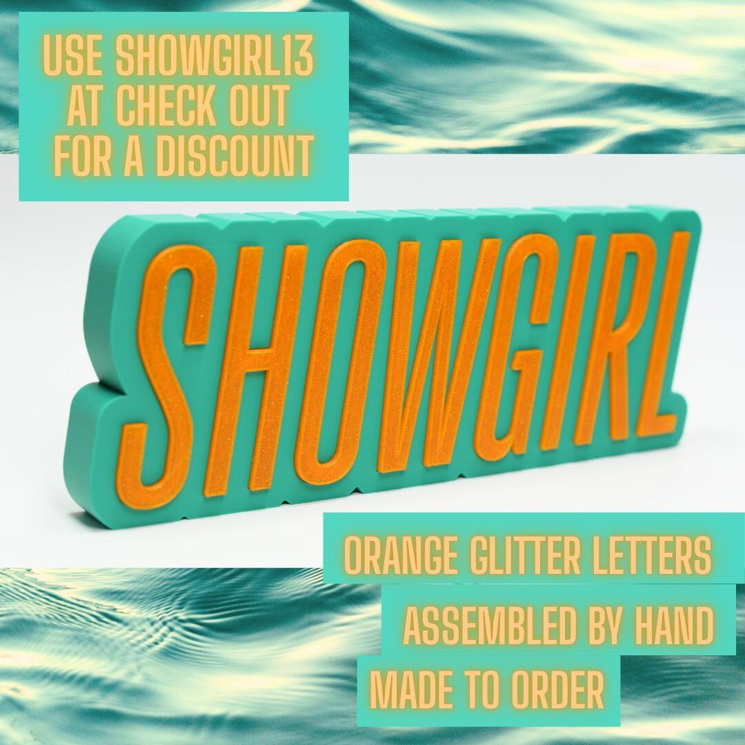 Showgirl Desk Name Plate: Glitter Orange & Teal Personalized Office ...