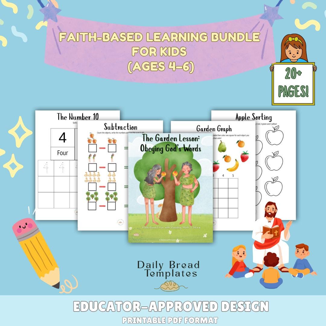 Adam and Eve Bible Lesson: Christian Kids Printable Activity (ages 4-6 ...